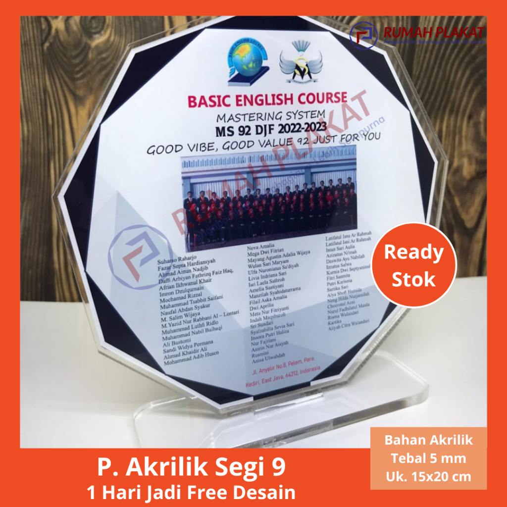 Jual Plakat Akrilik Segi 9 | Vandel Akrilik | Murah, Cepat, Kustom ...