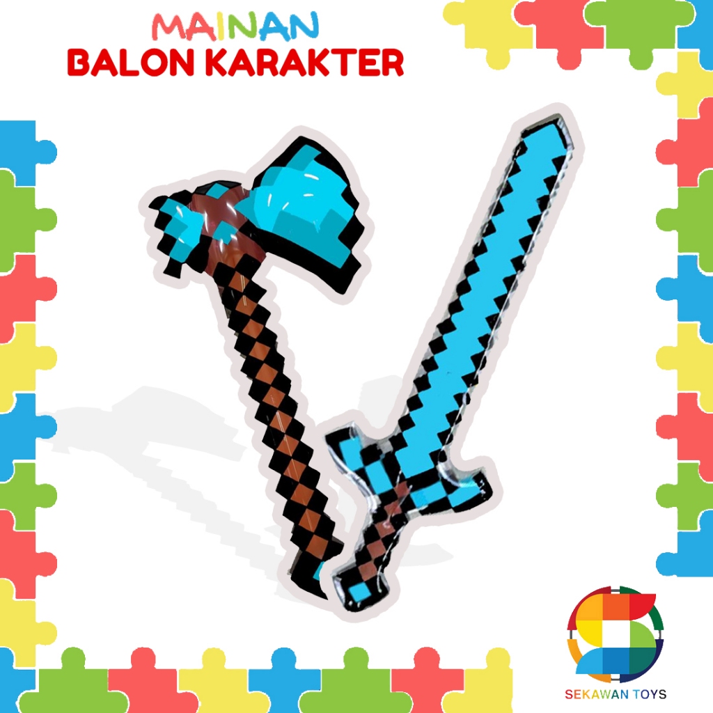 Jual Mainan Anak Balon Pedang Pedangan/Mainan Balon Kapak Mine Craf ...