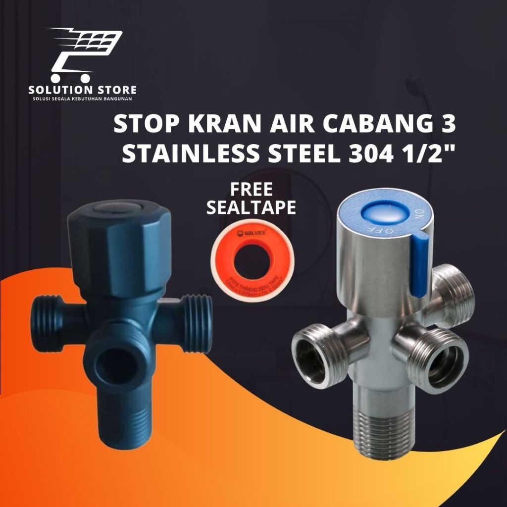 Jual Stop Kran air Cabang 3 Stainless 304 - Keran air Shower Tee tiga ...