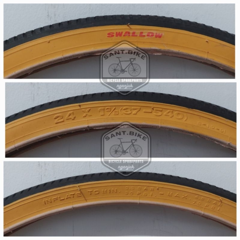 Jual Ban Luar Sepeda Ukuran 24 × 1 3/8 SWALLOW Hitam Kuning | Shopee Indonesia