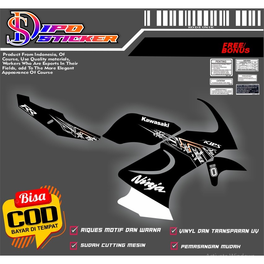 Jual sticker striping ninja rr old custom 27 transparan UV (bisa ...