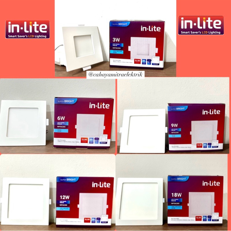 Jual LAMPU PANEL LIGHT LED INLITE INBOW KOTAK 3W, 6W, 9W, 12W, 18W ...