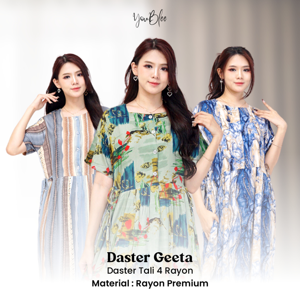 Jual Youblee Daster Wanita Home Dress Geeta Basic Daily Wear Bahan ...