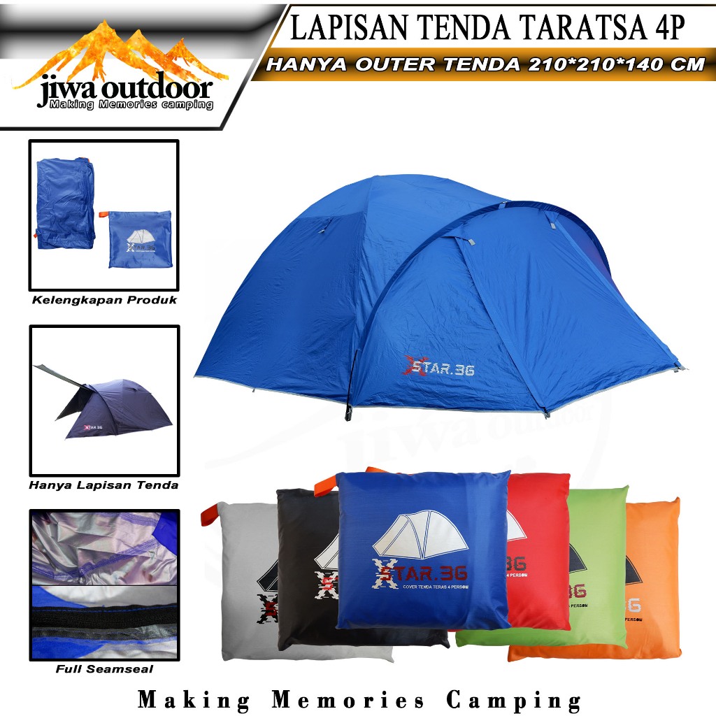 Jual lapisan tenda teras XSTAR 3.G hanya outer tenda camping dome kap 4 ...