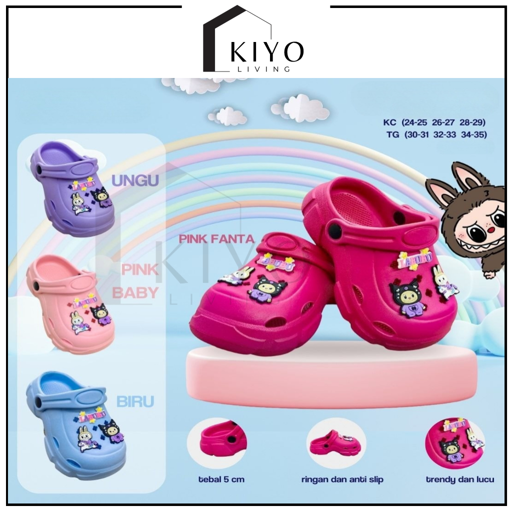 Jual KIYO Sandal Anak Remaja Model Crocs Motif Labubu Kuromi / Sandal ...