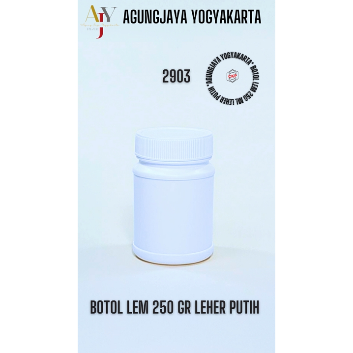 Jual Botol Lem 250 Ml Leher Putih + Tutup / Botol Lem / Botol Hdpe ...