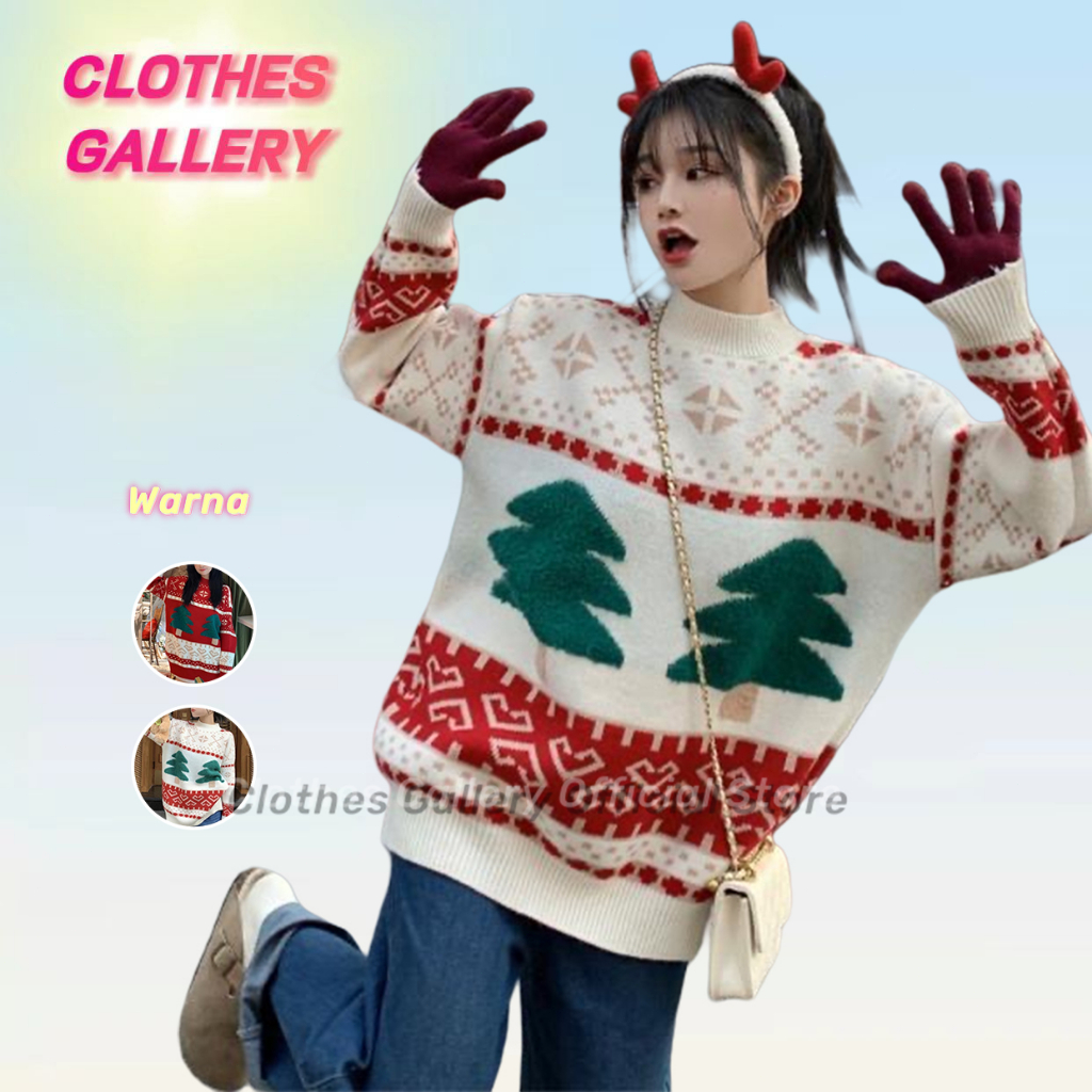 Jual Clothesgallery Rajutan sweater merah Natal sweater couple hijau ...
