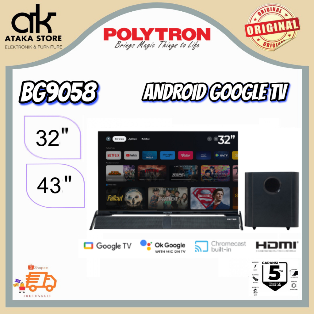 Jual TV LED POLYTRON Smart Cinemax G0gle TV 32 inch PLD32BG9058 / TV 43 ...