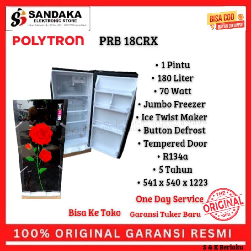 Jual kulkas 1 pintu 180liter Polytron pra 18crx garansi resmi pra 18 ...