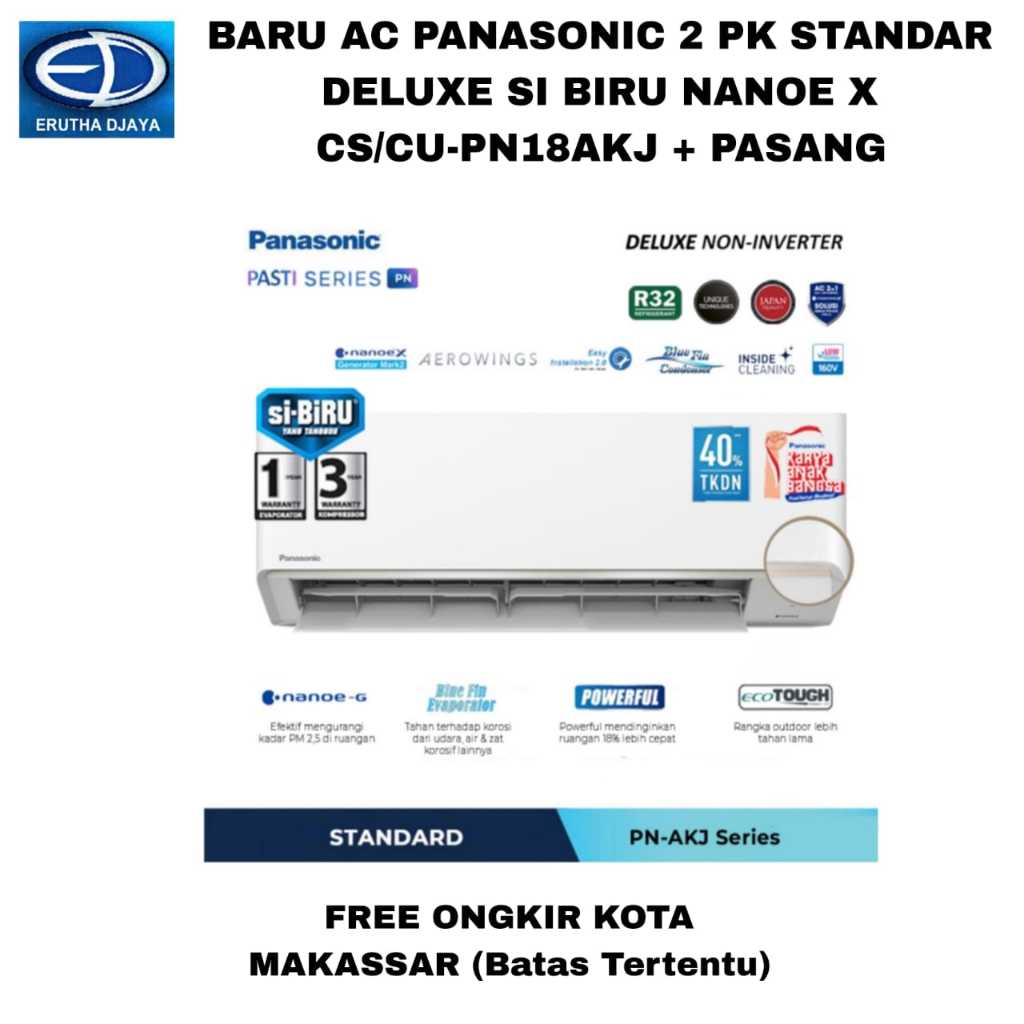 Jual AC PANASONIC 2 PK STANDAR DELUXE SI BIRU NANOE X PN18AKJ | Shopee Indonesia