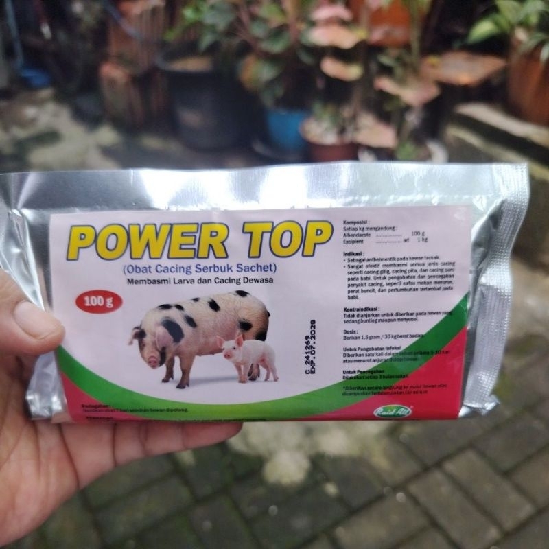 Jual POWER TOP 100 Gram Obat Cacing Serbuk Sachet Untuk Hewan Ternak ...