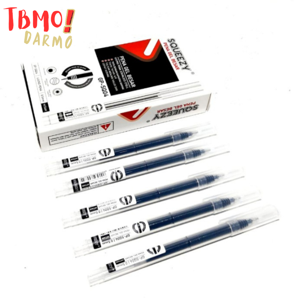 Jual TBMO (PACK) GEL PEN SQUEEZY GP-SQ04 0.5MM HITAM ISI 12PCS | Shopee ...