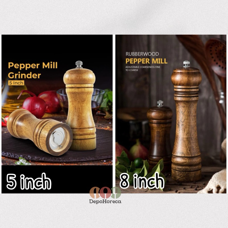 Jual Pepper Mill Grinder 5" dan 8" Bahan Wood Stainless Steel / Alat ...