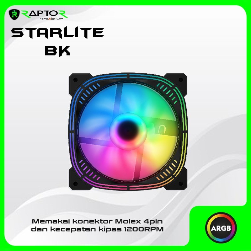 Jual FAN CASING GAMING 12CM ARGB RAPTOR FAN STARLITE - HITAM | Shopee ...