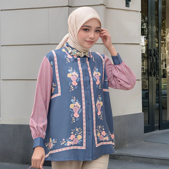 Jual Fanmu Blouse Wanita Bangkok Floral Blouse Shopee Indonesia