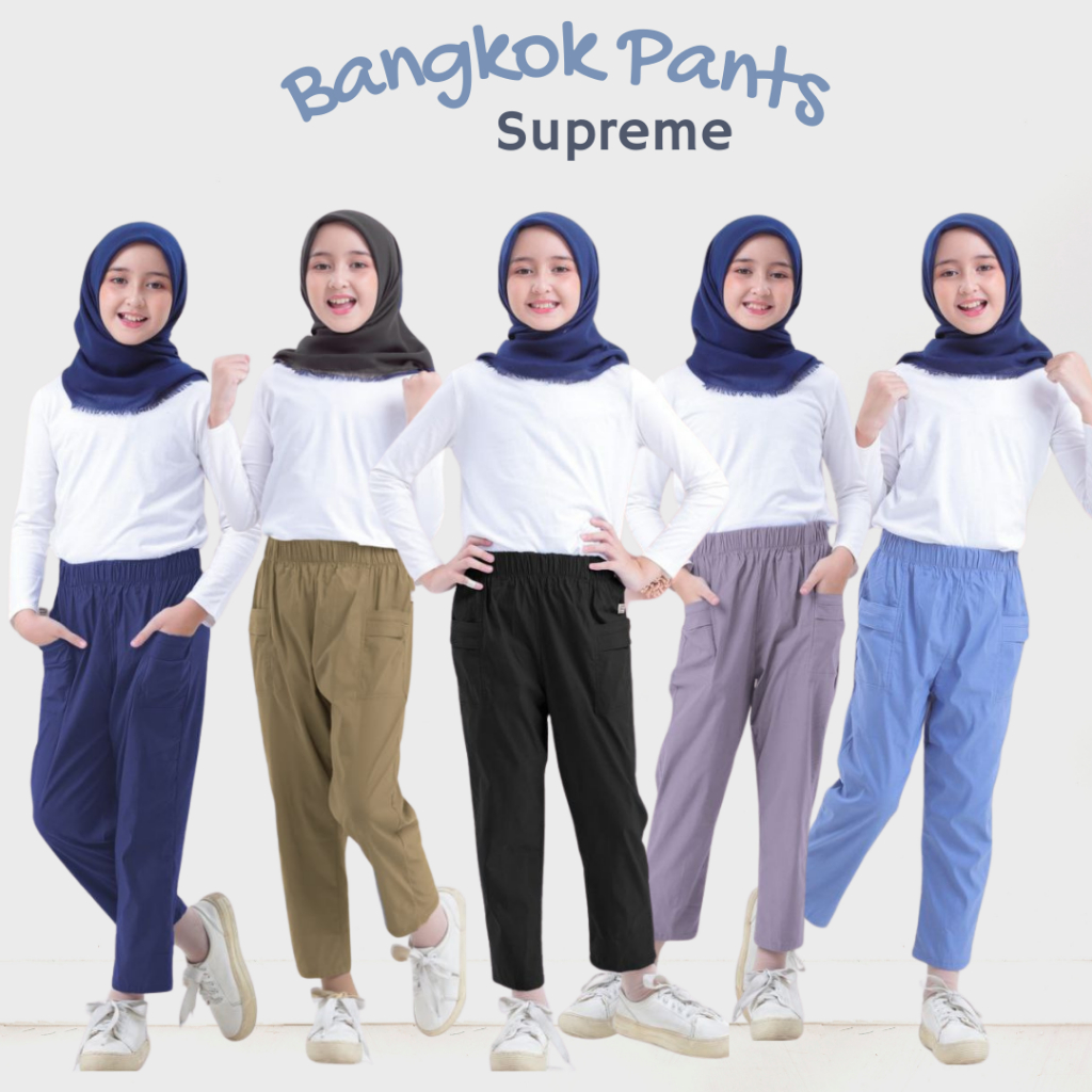 Jual Celana Panjang Anak Perempuan 6 -13 Tahun Bangkok Pants Cotton ...
