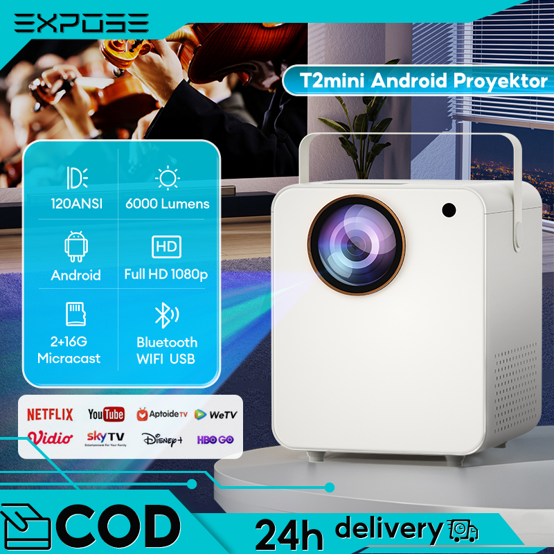 Jual Proyektor Mini Portable Hp Proyektor 4k Full HD support IOS/Android WiFi Bluetooth 8000 ...