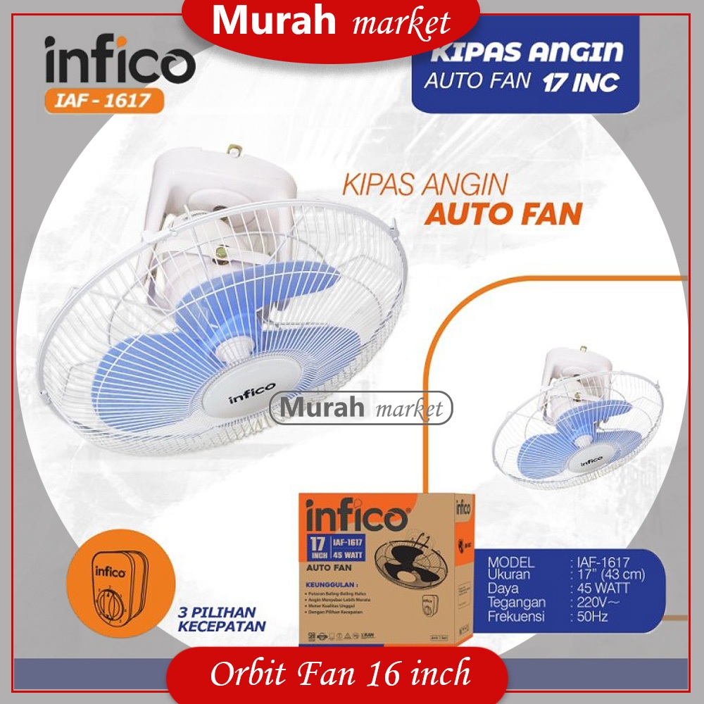 Jual Infico Kipas Angin Plafon/Orbit Fan /Auto Fan 17 Inch IAF-1617 Berputar 360° | Shopee Indonesia