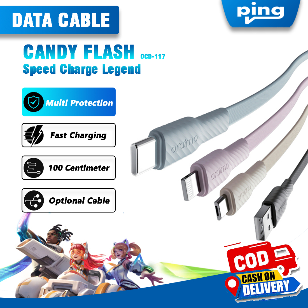 Jual Oraimo Kabel Data Fast Charging 3A Macaron Tipe-C Micro Usb ...