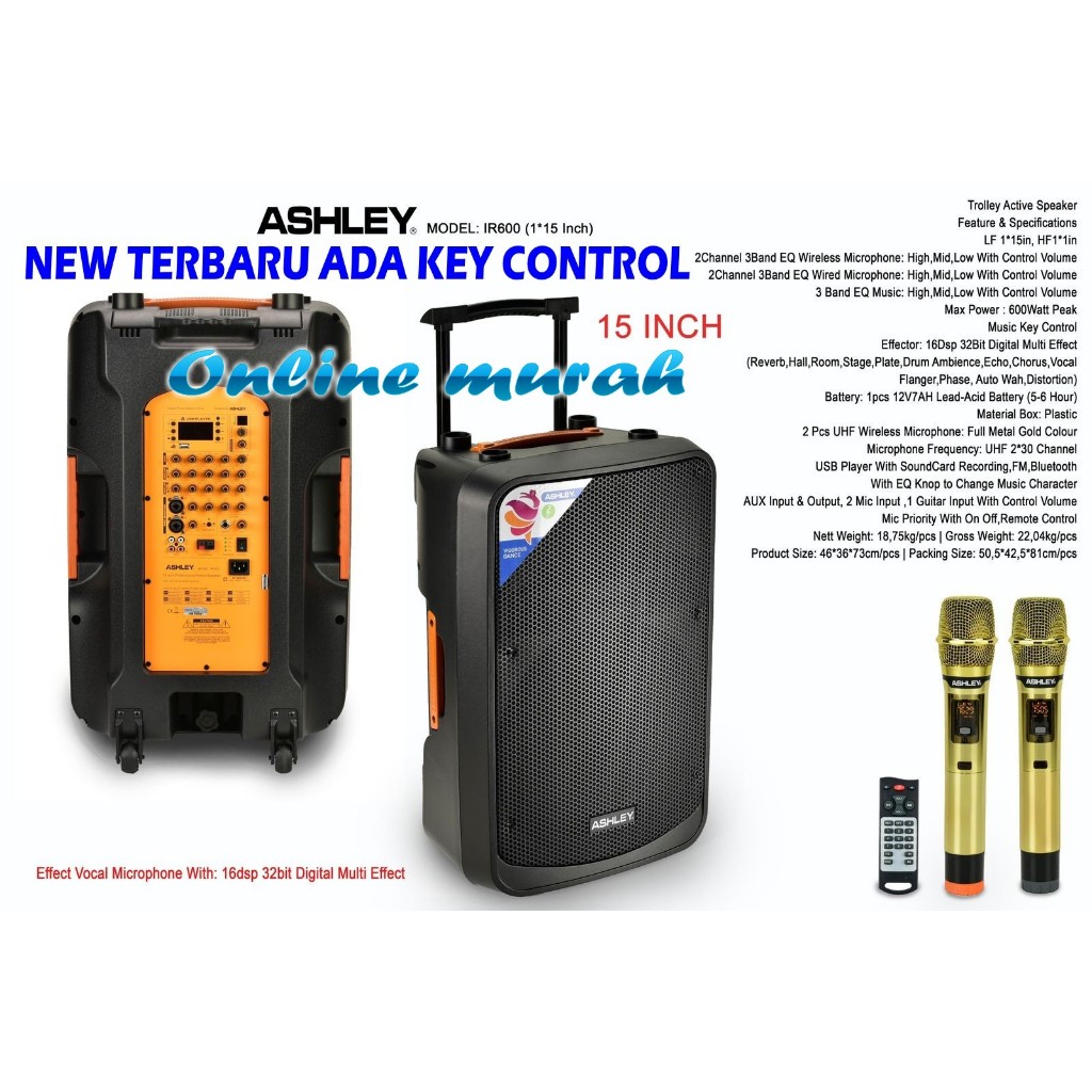 Jual speaker portable ashley ir600 / ir 600 15 inch garansi resmi original | Shopee Indonesia