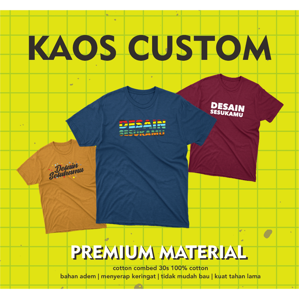 Jual Sablon Kaos Custom Satuan Murah / Cetak Tshirt Request Desain Tanpa batasan warna Premium ...