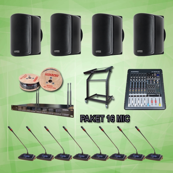 Jual MIC RAPAT WIRELESS AUDERPRO PAKET TW3 PAKAI 16 MIKROFON TABLE PLUS ...