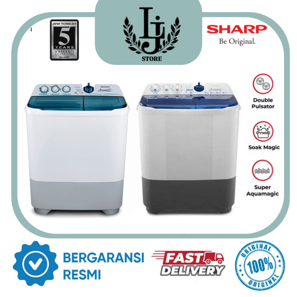 Jual Mesin Cuci Sharp 2 Tabung EST85CR / ESM95CR/97CM Mesin Cuci Dua Tabung 8KG / 9KG Sharp ...