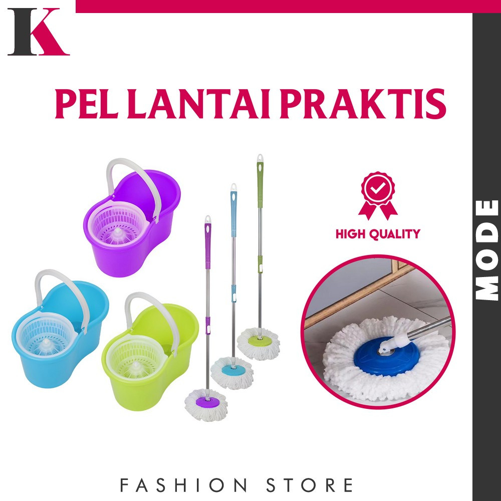 Jual Alat Kebersihan Pel Lantai Praktis Mop Pel Lantai Dengan Ember Pencuci Putar 360° Kmode ...