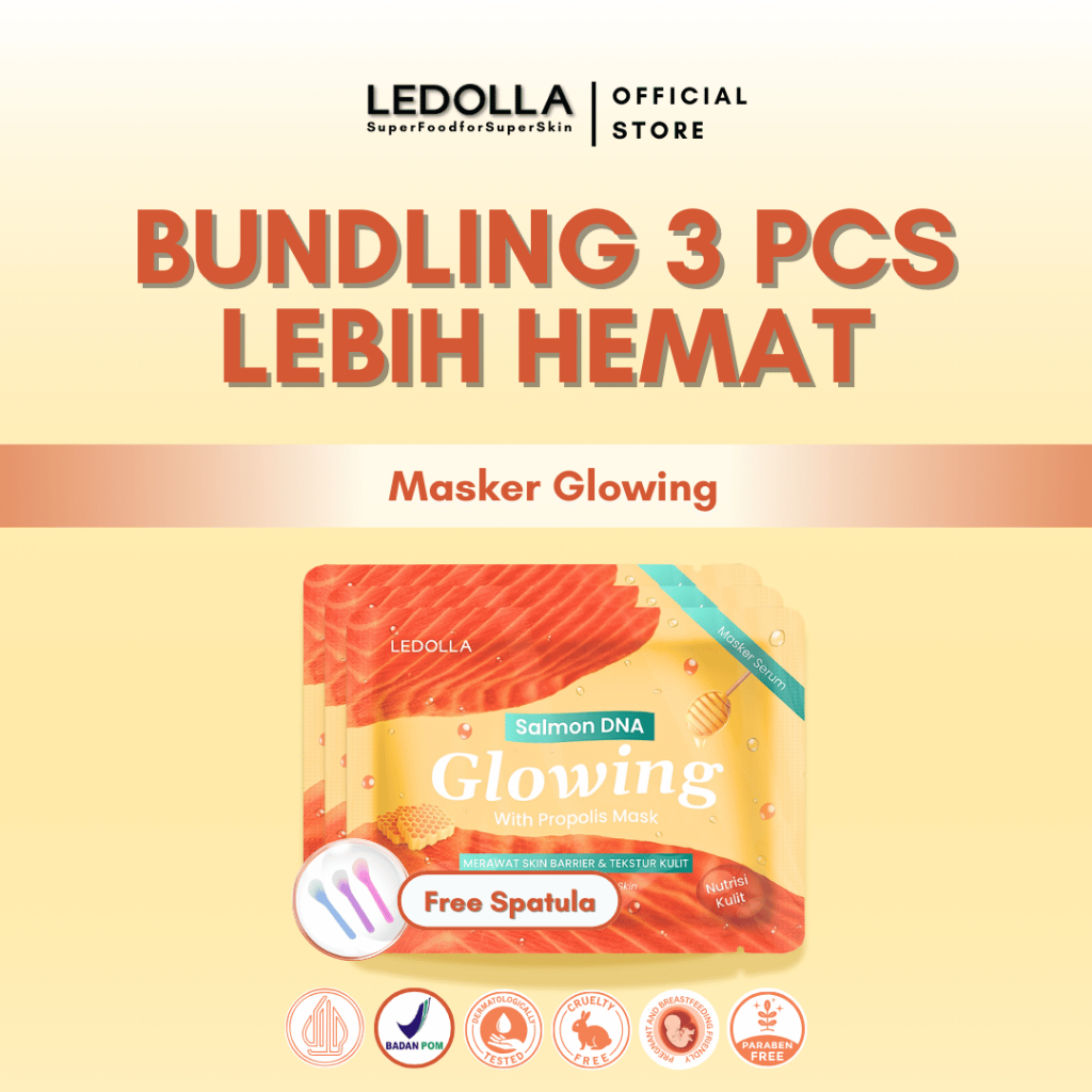Jual LEDOLLA - 3PCS Masker Muka DNA Salmon Glowing | Masker Organik ...