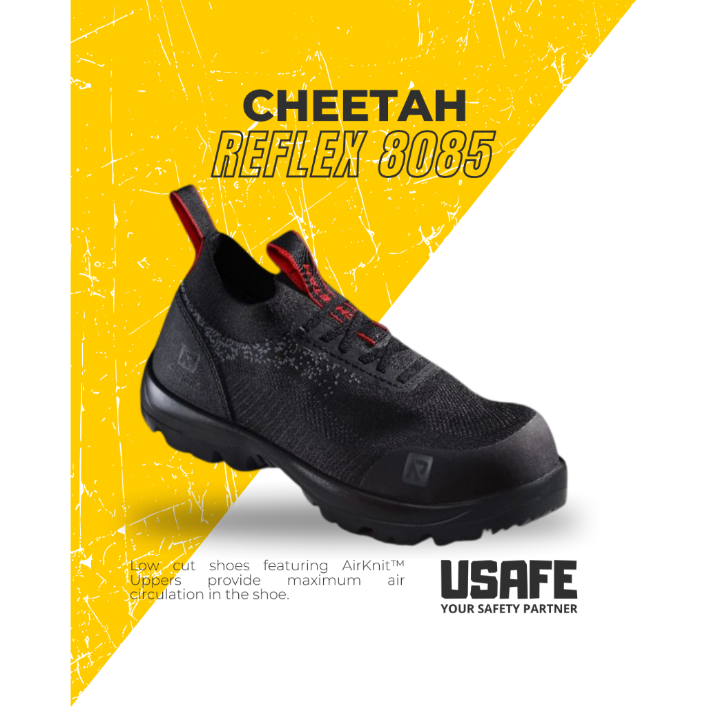 Jual ( NEW ARRIVAL + BONUS ) Sepatu Safety Cheetah Reflex 8085 Jet Black Composite ORIGINAL ...