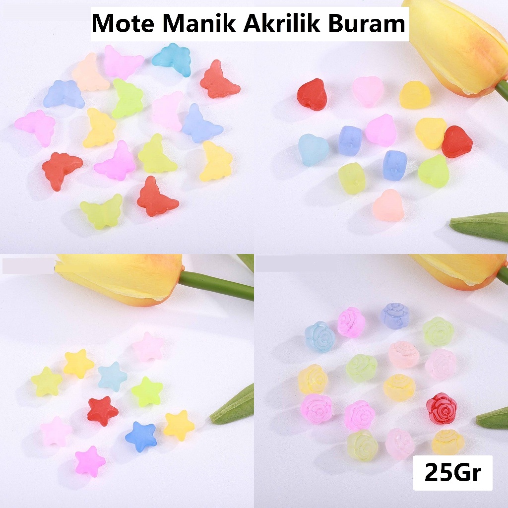 Jual Bahan Mote Manik Macam Model Akrilik Buram Harga/25Gram | Shopee ...