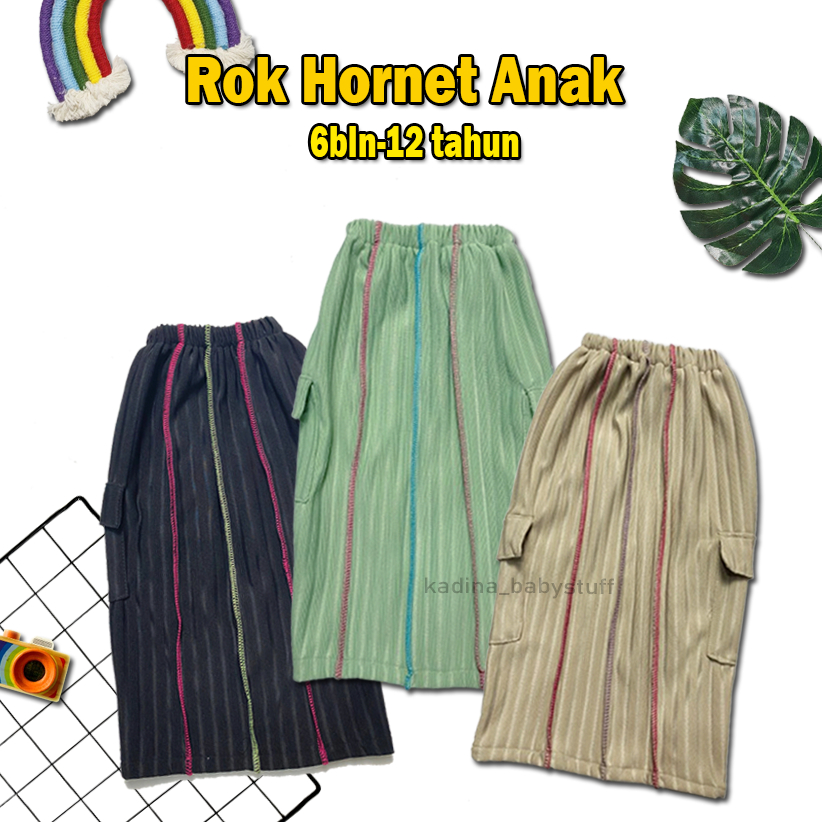 Jual ROK HORNET ANAK PEREMPUAN KEKINIAN/ROK KNIT PREMIUM RAINBOW ANAK ...