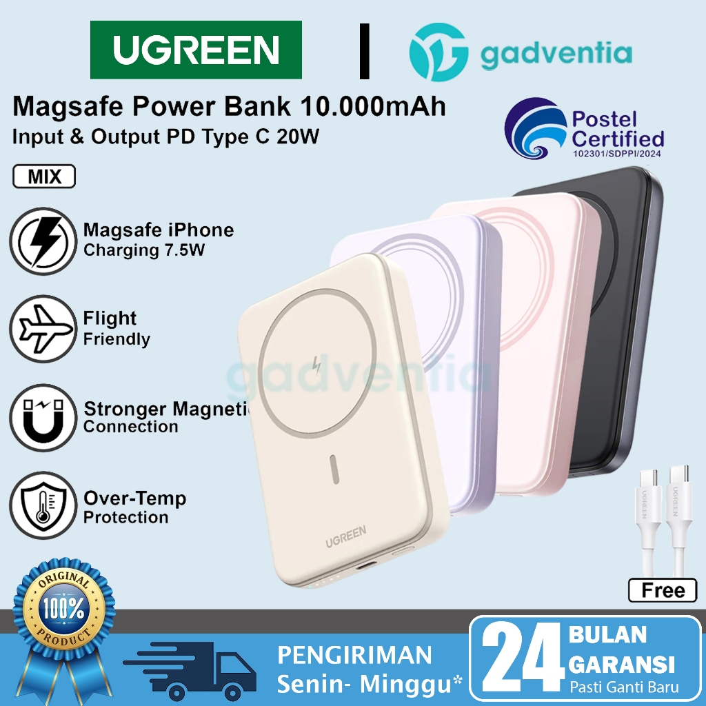 Jual UGREEN Magnetic PowerBank Magsafe Wireless PD Fast Charging 20w 10 ...