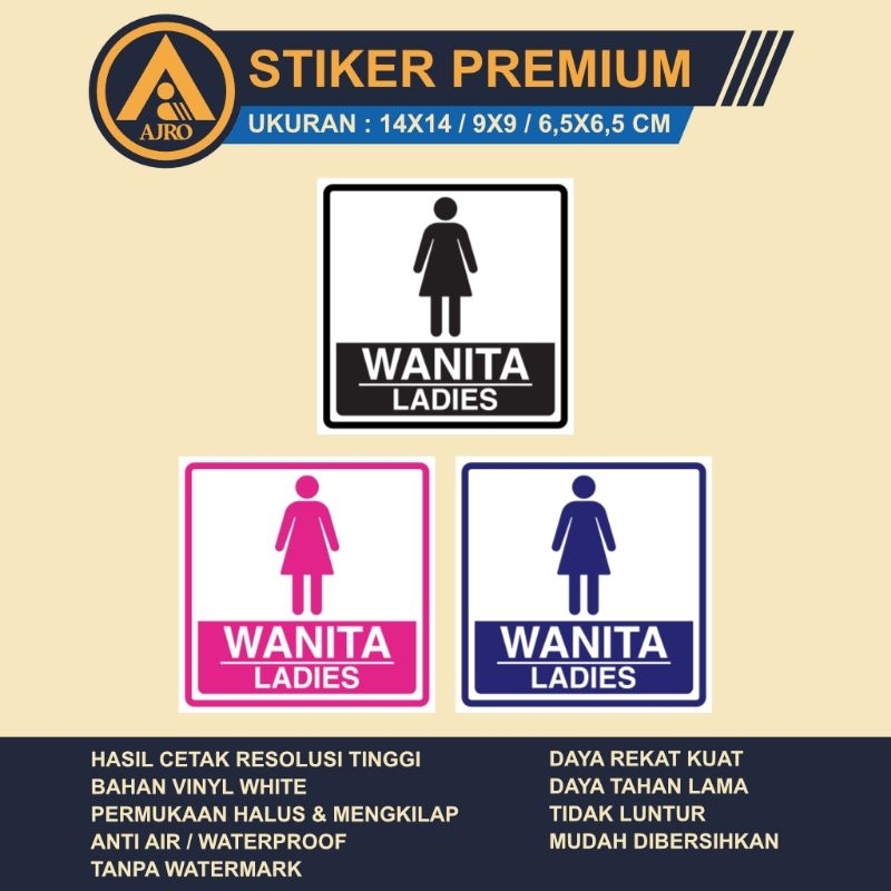 Jual Stiker Tanda WANITA/LADIES - Ukuran 14x14 / 9x9 / 6,5x6,5 Cm ...