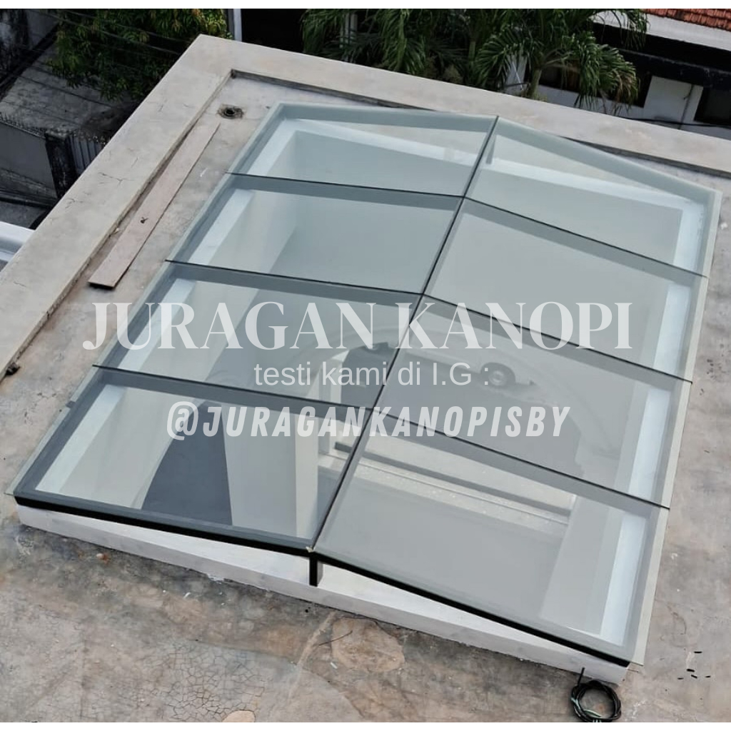 Jual Kanopi tempered 10mm kaca skylight terpasang surabaya | Shopee ...