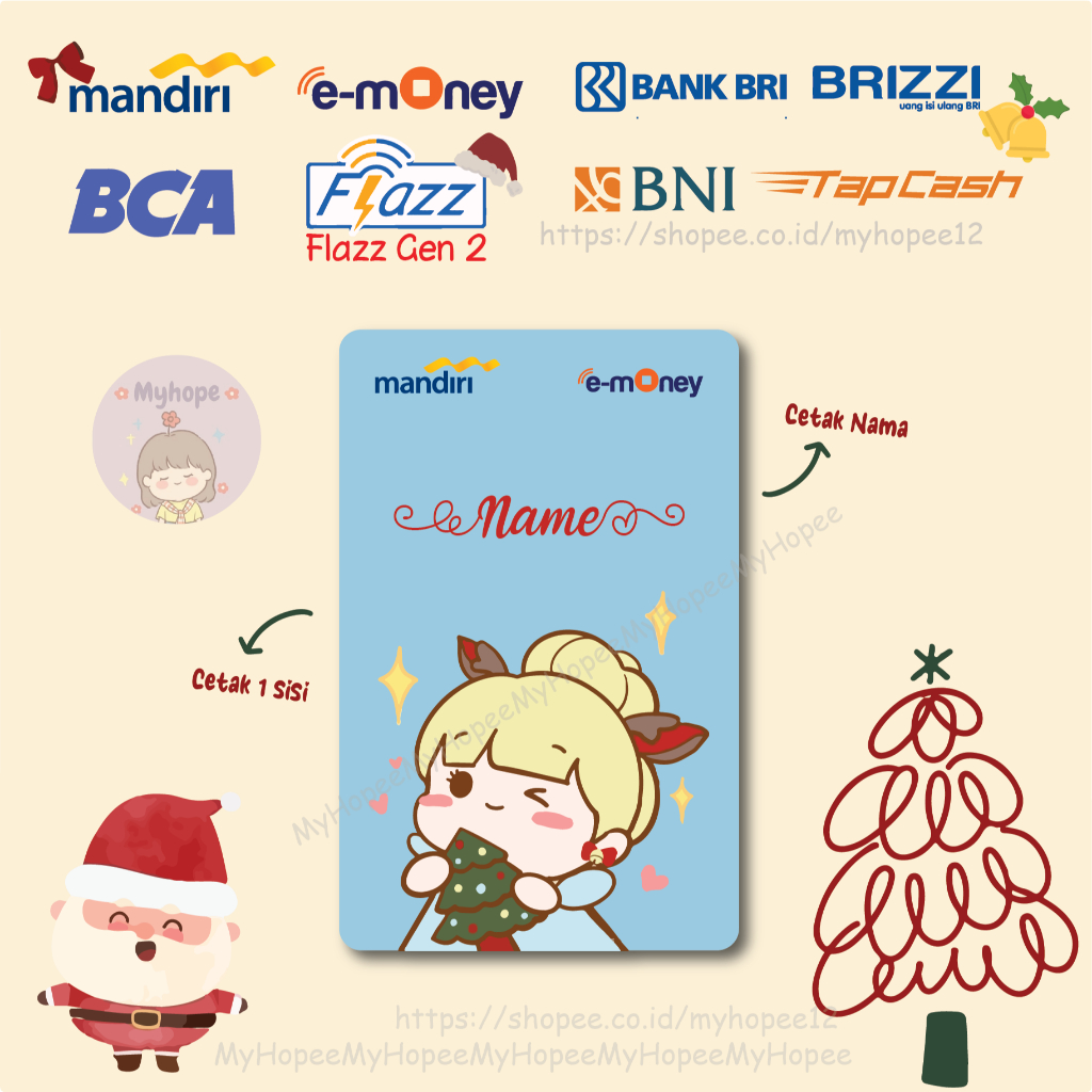 Jual Emoney Custom Etoll Princess Edisi Christmas Natal Cute Kartu ...