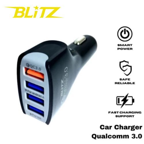 Jual BLITZ Car Charger Fast Qualcomm 1 USB QC 3.0 + 3 USB (2 Android ...