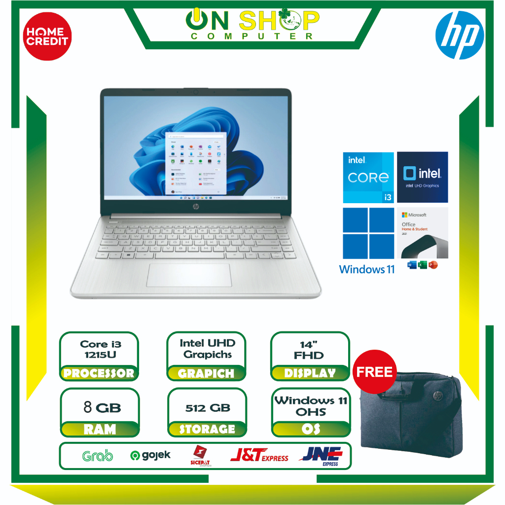 Jual Laptop Coding HP 14s dq5115TU Intel Core i3 1215U RAM 8GB 512GB ...