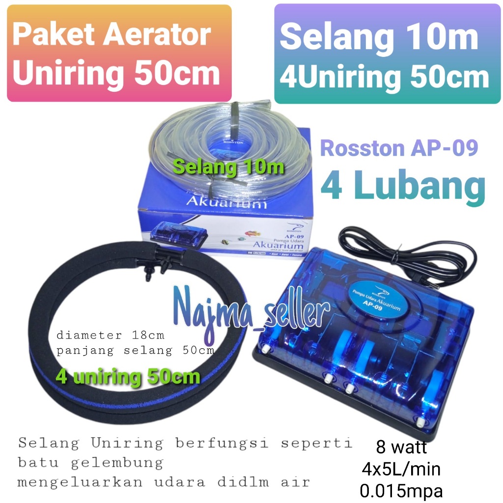 Jual NAJMASELLER - Paket Aerator UNIRING 4 Lubang Rosston AP-09. selang uniring 50cm. Untuk ...