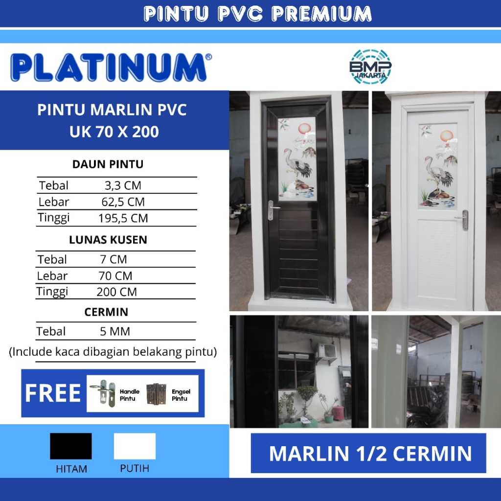 Jual Pintu Kamar Mandi Marlin PVC 1/2 Cermin (70 x 200) | Shopee Indonesia