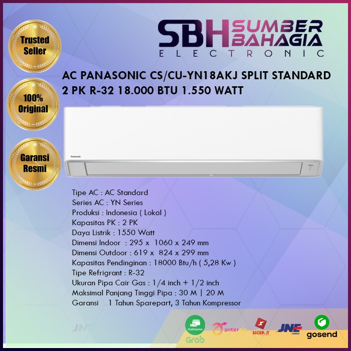 Jual AC PANASONIC CS/CU-YN18AKJ SPLIT STANDARD 2 PK R-32 18.000 BTU 1.550 Watt (NEW)(KHUSUS ...