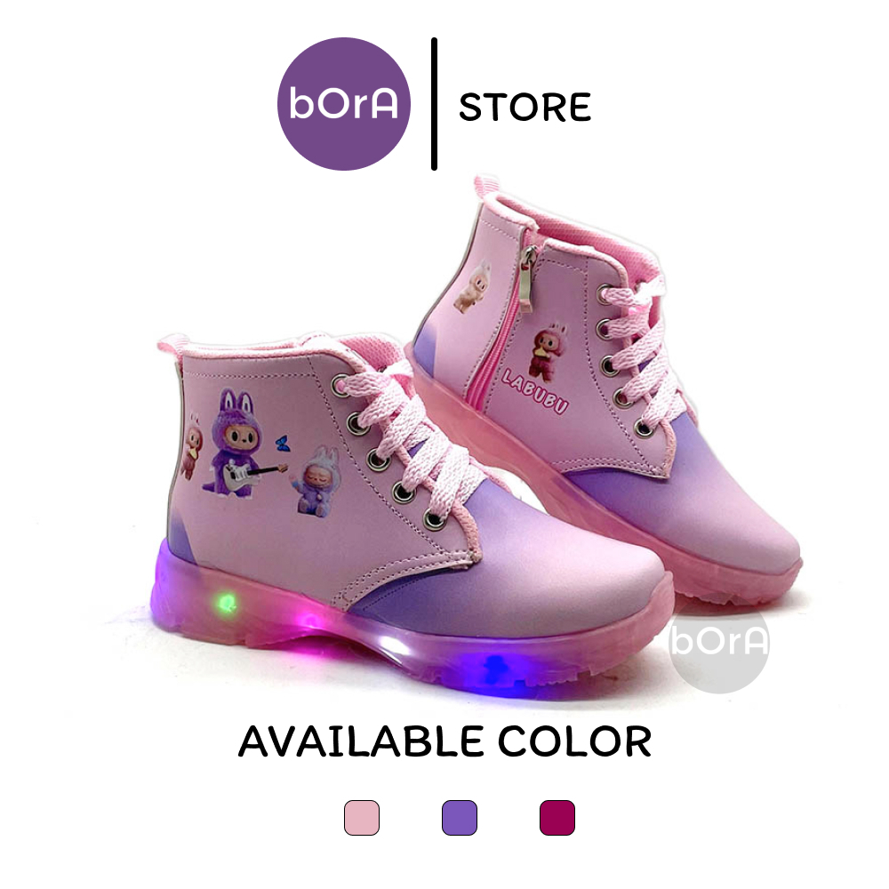 Jual Sepatu Boot Motif Labubu Cantik Bisa Menyala Untuk Anak Perempuan ...