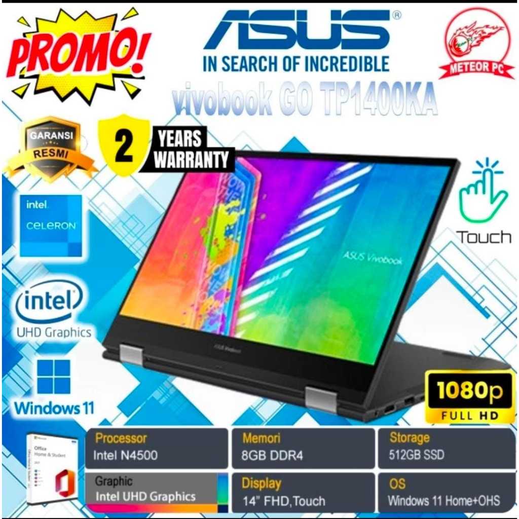 Jual Asus VivoBook Go 14 Flip Celeron N4500 8GB 512 TP1400KA-VIPS451 ...