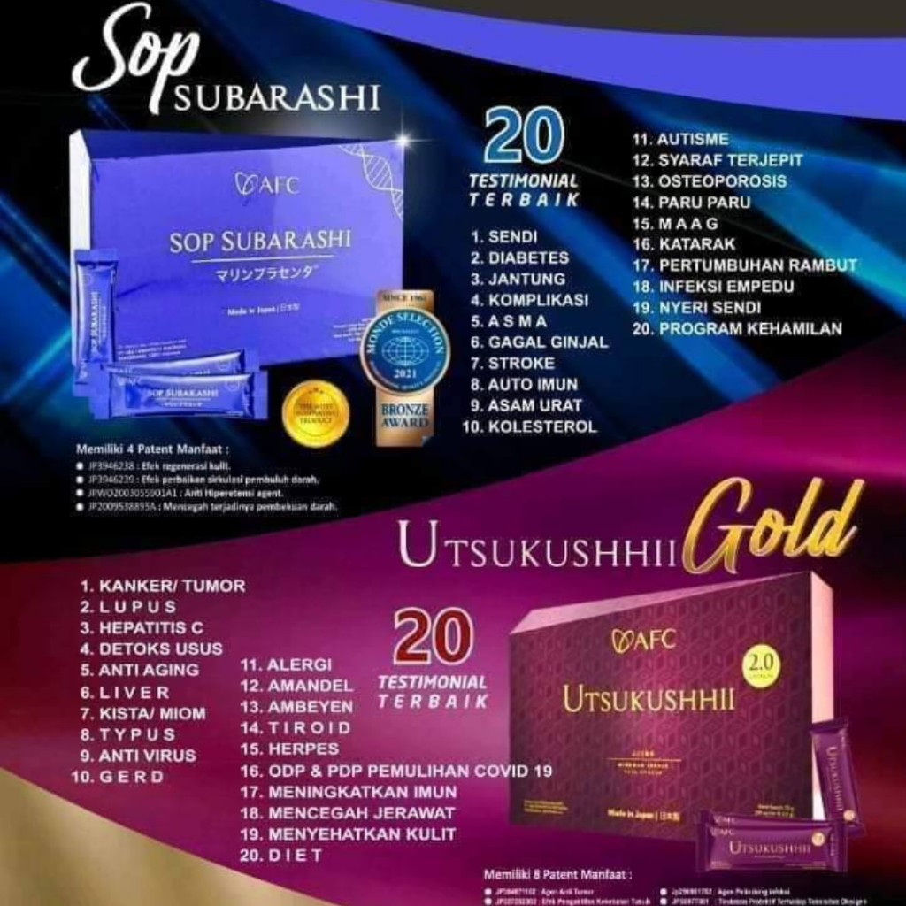 Jual SOP SUBARASHI AFC UTSUKUSHHII ORIGINAL Sop Subarashi Utsukushhii Gold Hikari Original AFC ...