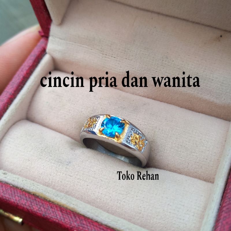 Jual CINCIN BATU BLUE TOPAZ MINIMALIS KEREN | Shopee Indonesia