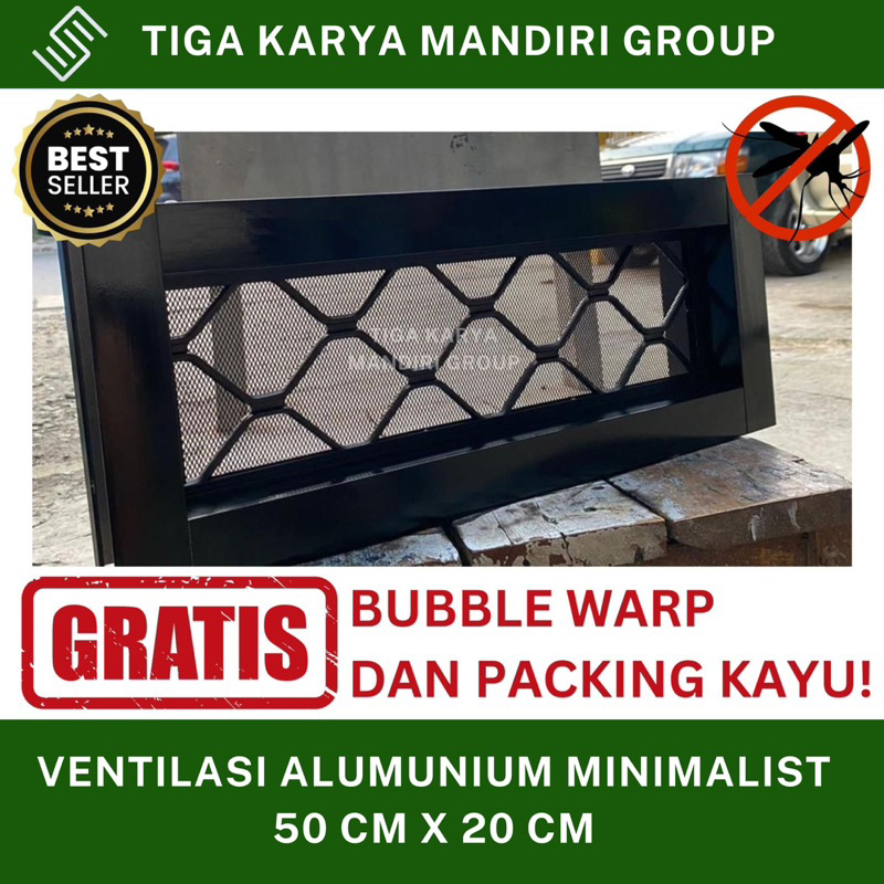 Jual (VENTILASI KAMAR KAWAT NYAMUK ALUMUNIUM ANTI KARAT +TRALIS 50CM X 20CM/VENTILASI KAWAT ...