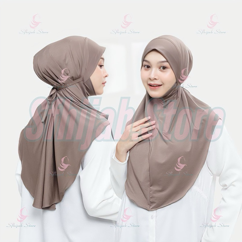 Jual Jilbab instan Bergo Malay Dagu Tali Oval Jersey Ukuran L | Shopee Indonesia