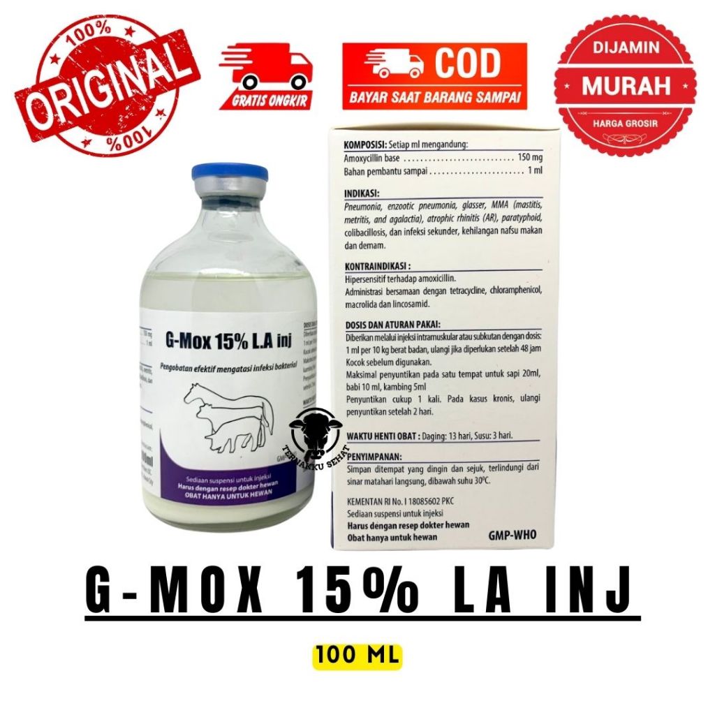 Jual G-MOX 15% LA 100ml - Anti biotik Spektrum Luas Longa Acting untuk ...