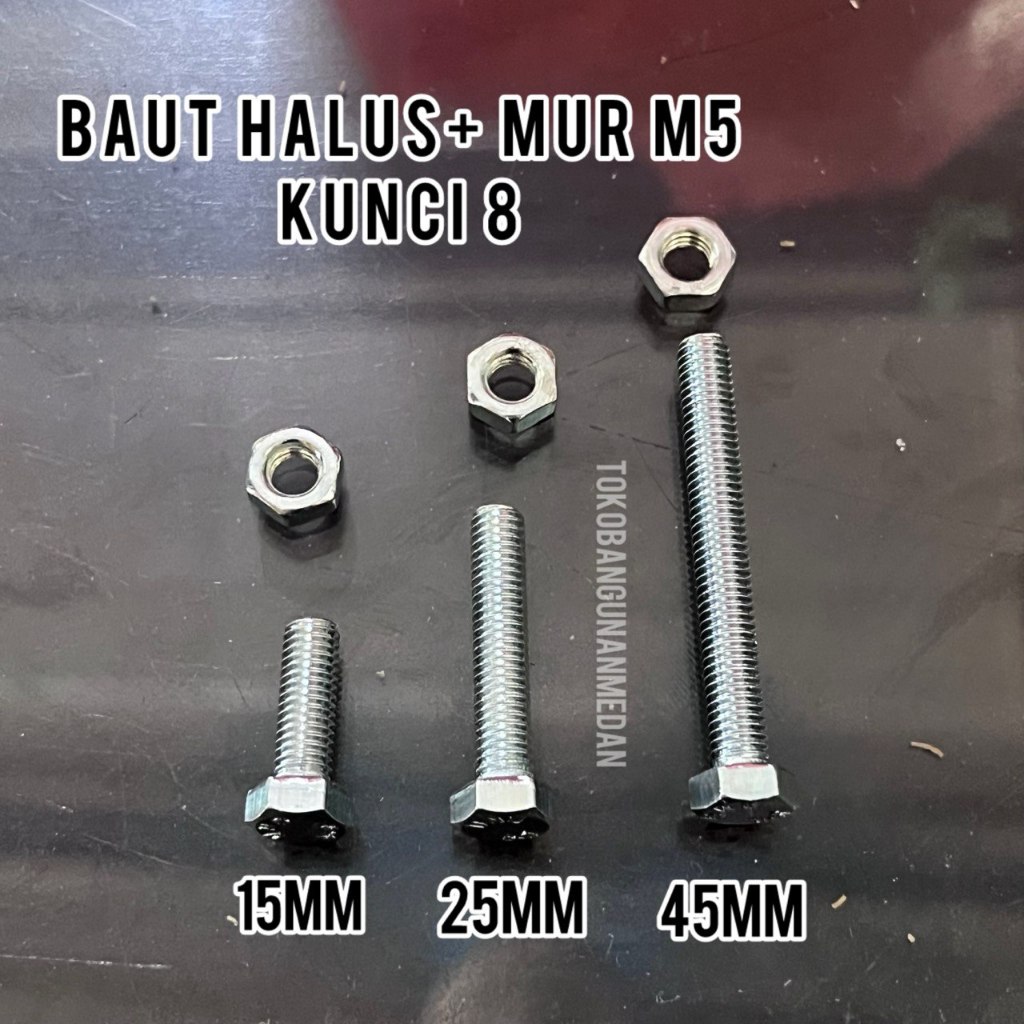 Jual 10 pcs Baut Mur Putih Galvanis Drat HALUS HB M5 - Kepala kunci 8 | Shopee Indonesia