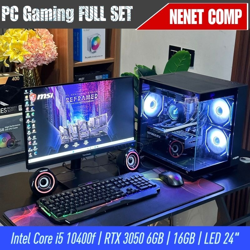 Jual PC FULL SET - PC Gaming Intel Core i5 10400f | RTX 3050 6GB | 16GB | NVMe | LED 24INCH ...